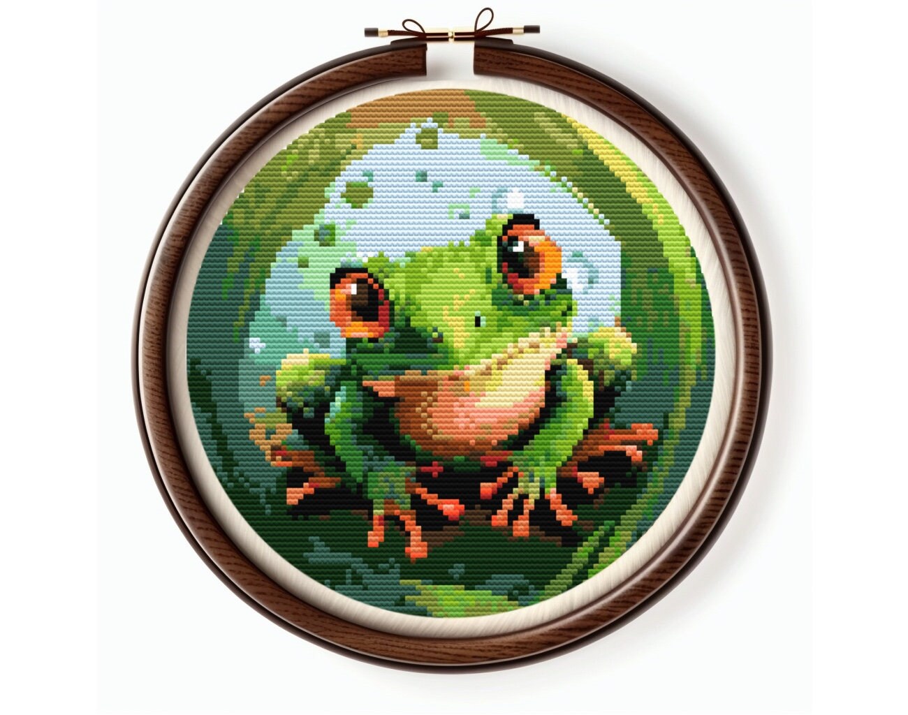 Cute Frog With Big Eyes Cross Stitch Pattern PDF Download, Modern ...