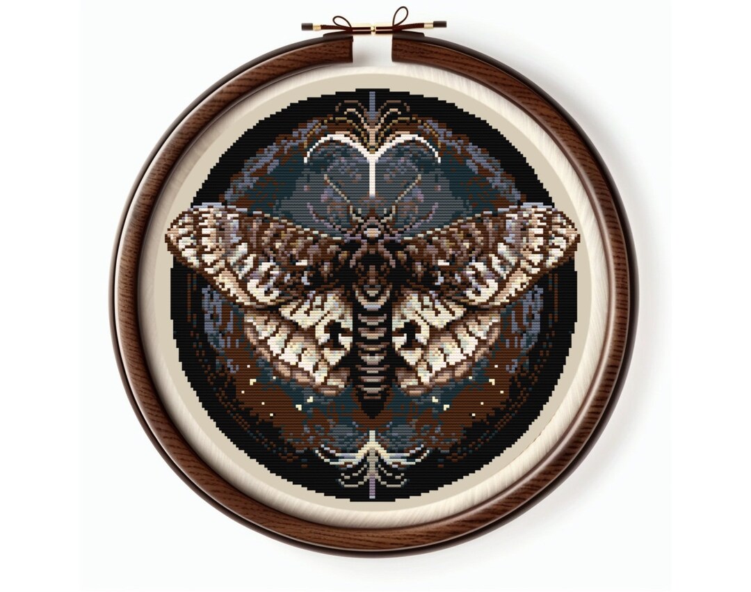 Moth Cross Stitch Pattern PDF Download, Butterfly With Open Wings ...