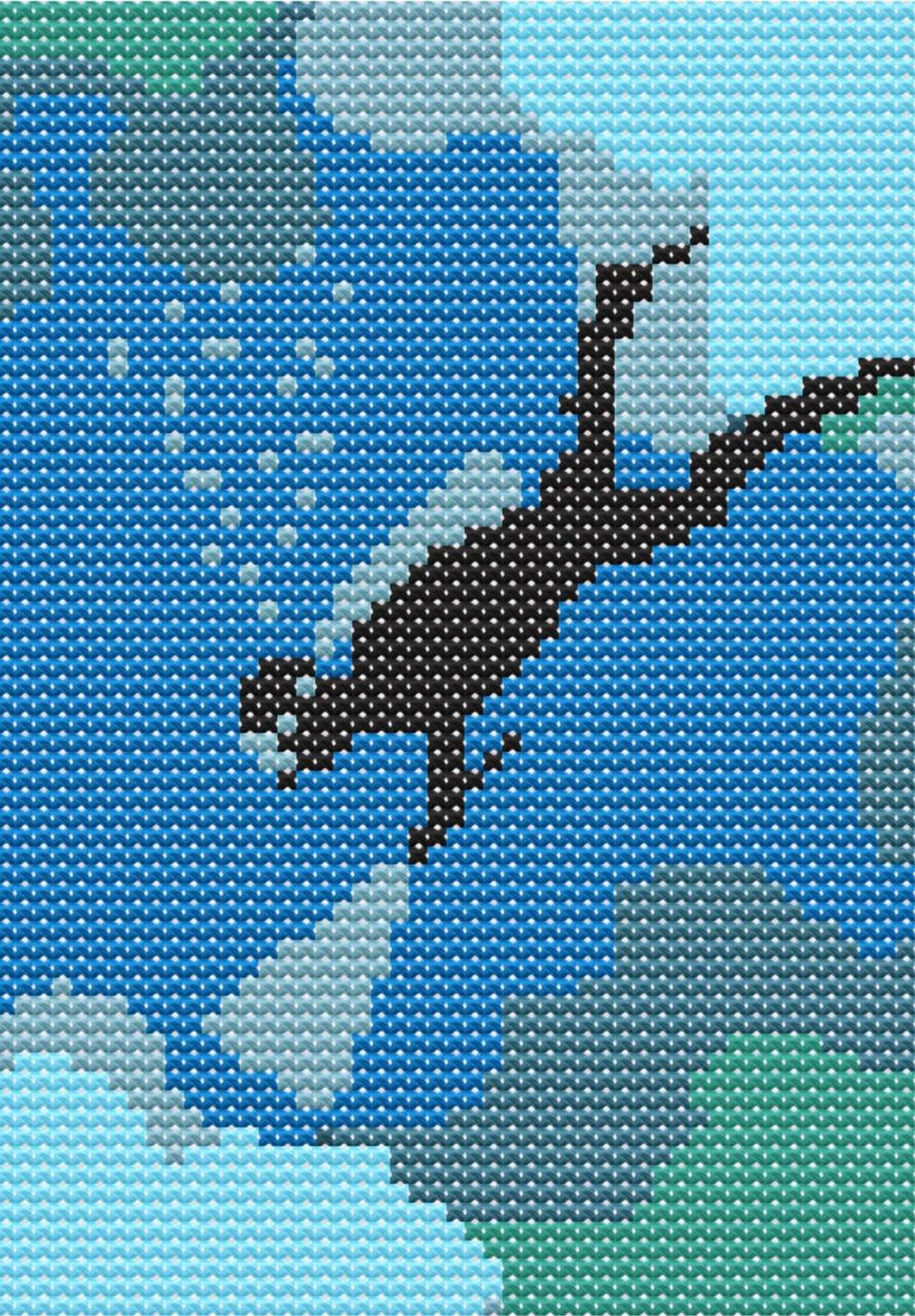 Scuba Diving Cross Stitch Pattern PDF, Deep Ocean Diver Embroidery ...