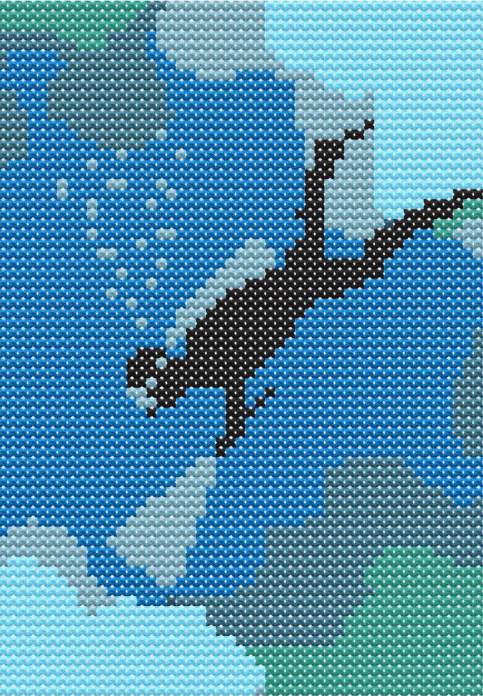 Scuba Diving Cross Stitch Pattern PDF, Deep Ocean Diver Embroidery ...