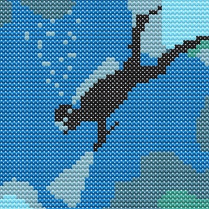 Scuba Diving Cross Stitch Pattern PDF, Deep Ocean Diver Embroidery ...