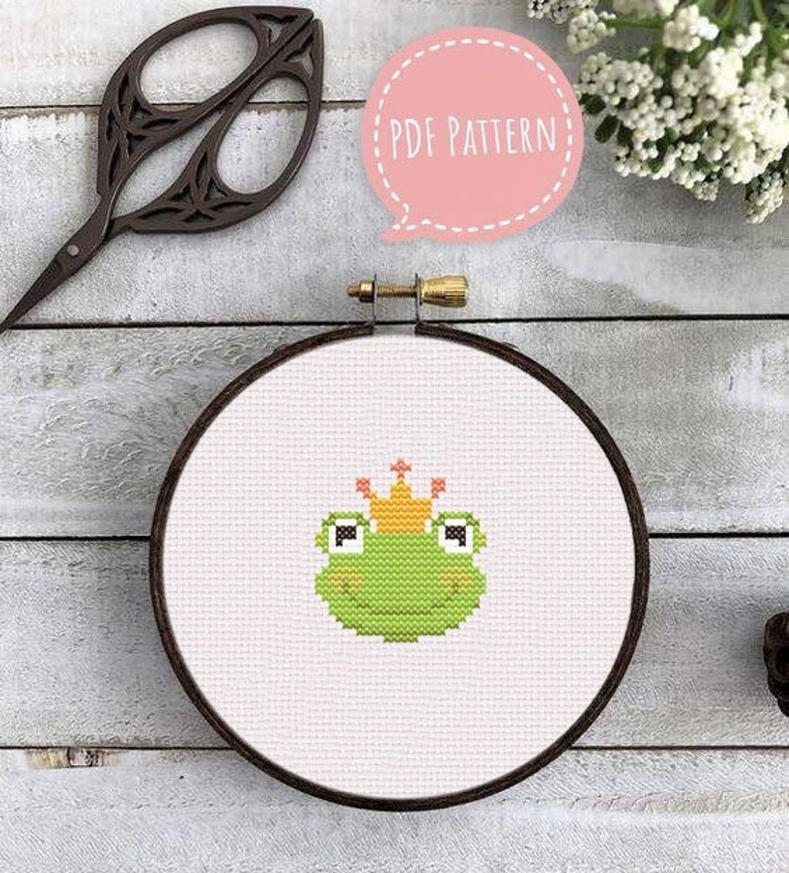 Small Frog Cross Stitch PDF Pattern, Tiny Frog Embroidery Pattern ...