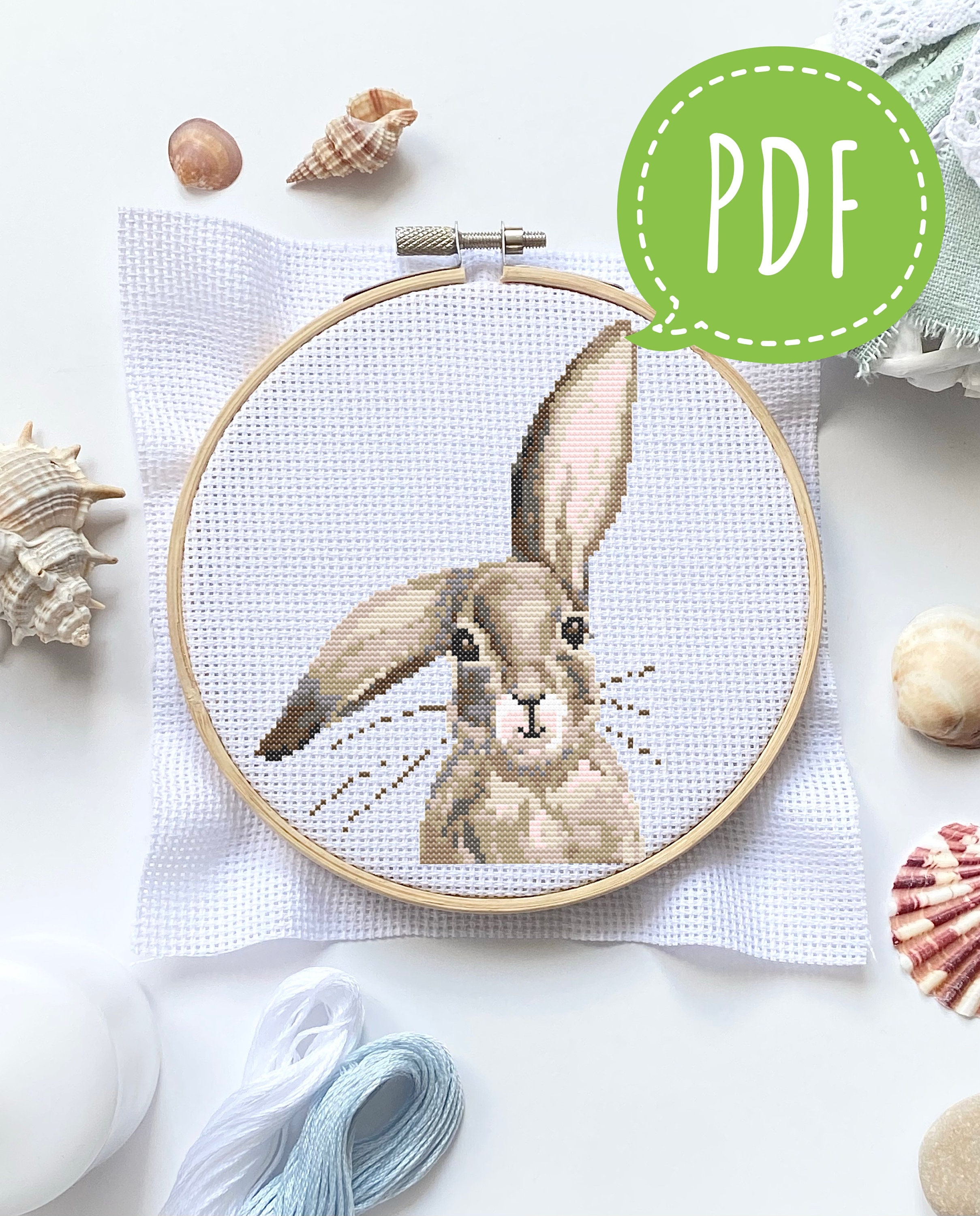 Hare Cross Stitch Pattern PDF Stylish Modern Easy Animal - Etsy