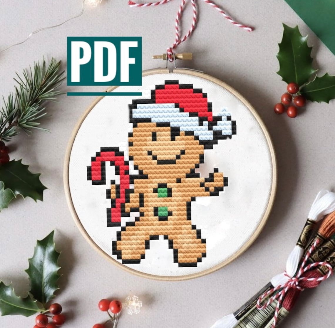 Gingerbread Man Cross Stitch Pattern PDF, Christmas Gingerbread Man ...