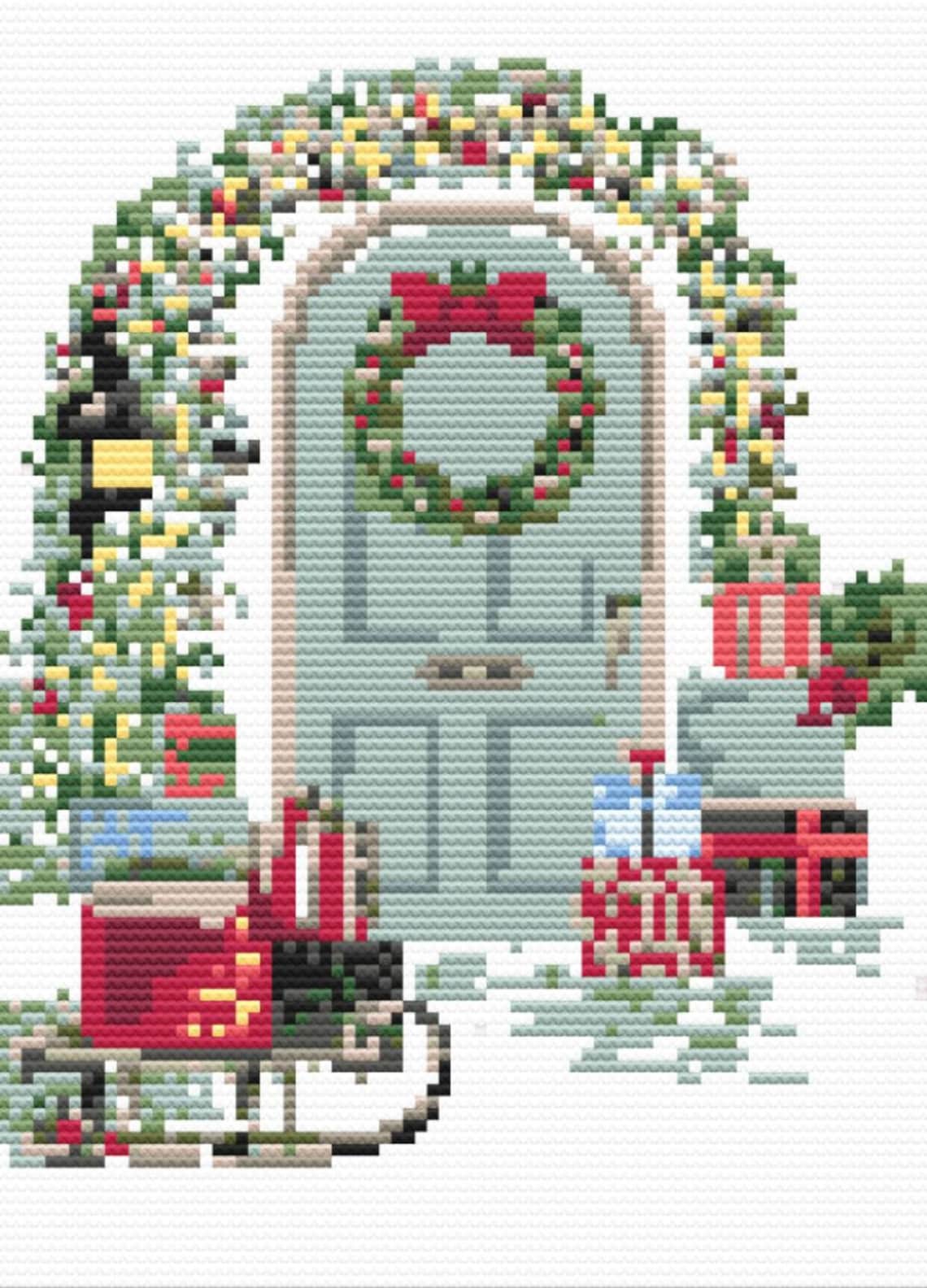 Christmas Porch Cross Stitch PDF Pattern Modern Porch - Etsy