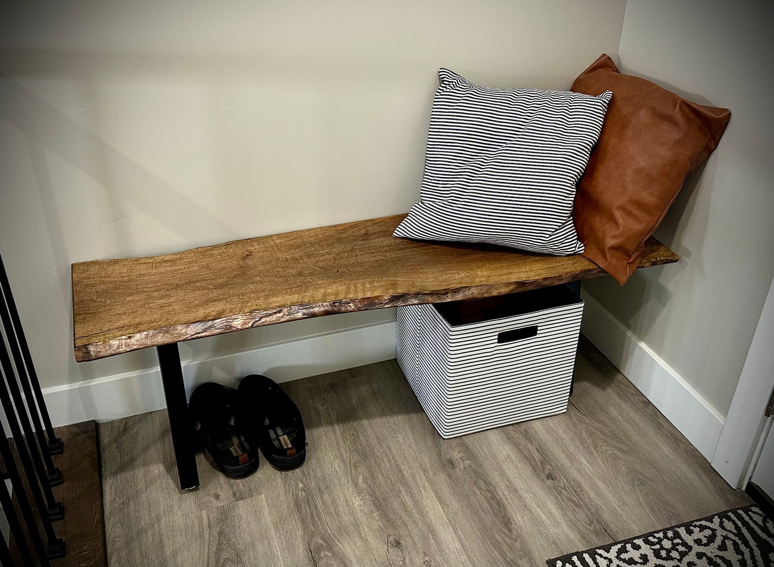 Handmade Walnut Live Edge Bench for Entryway, Bedroom, Farmhouse - Etsy