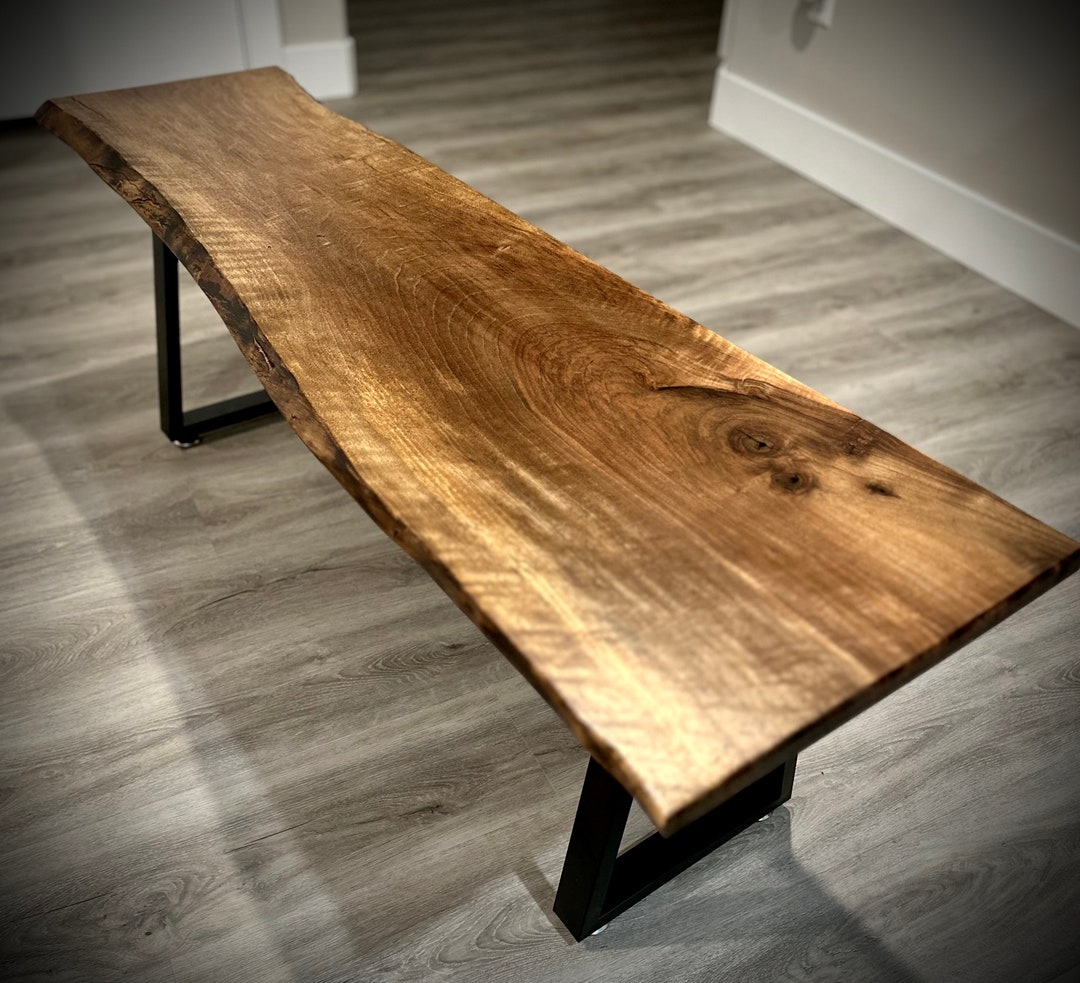 Handmade Walnut Live Edge Bench for Entryway, Bedroom, Farmhouse - Etsy