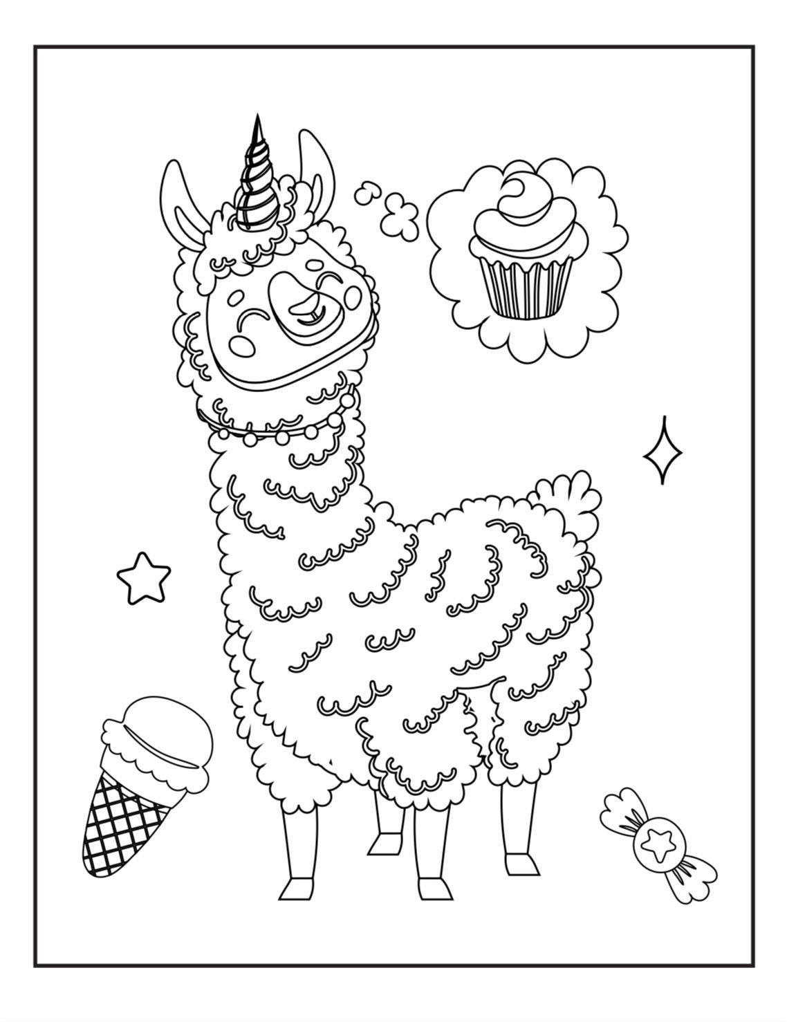Printable Llama Coloring Pages EASILY DOWNLOAD PDF - Etsy