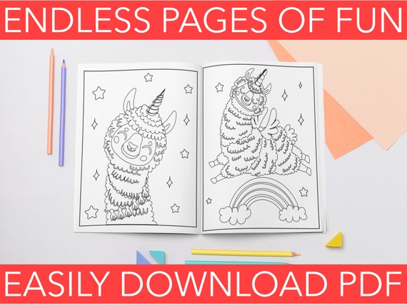 Printable Llama Coloring Pages EASILY DOWNLOAD PDF - Etsy