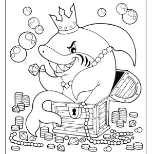 Shark Themed Coloring Pages EASILY DOWNLOAD PDF Printable - Etsy