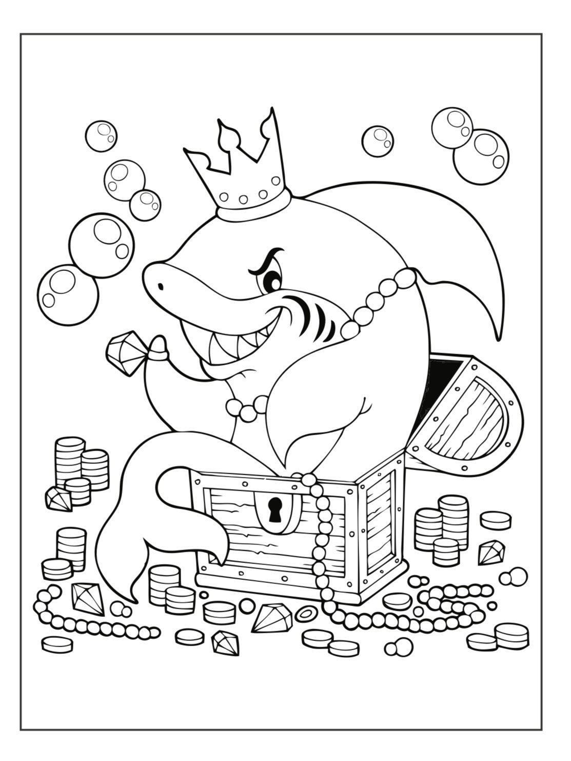 Shark Themed Coloring Pages EASILY DOWNLOAD PDF Printable - Etsy