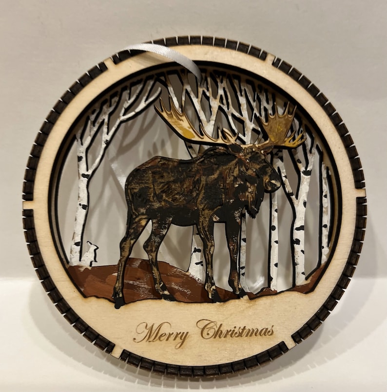 Moose 3D Christmas Ornament, Layered Moose, Wildlife Christmas Ornament ...