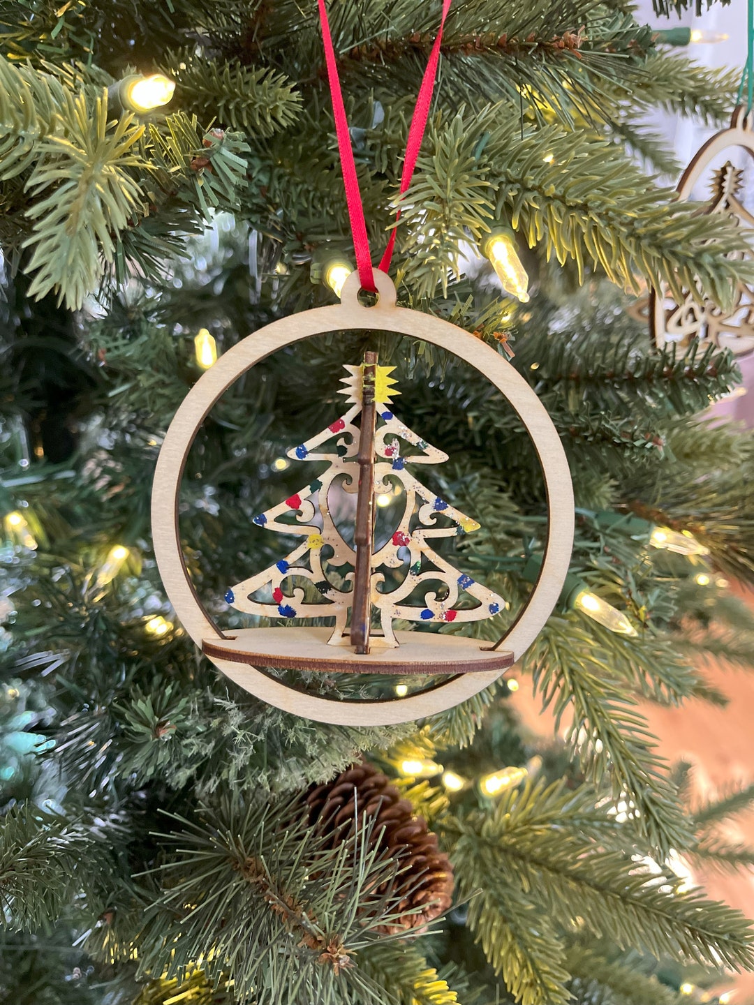 3D Christmas Tree Ornament, DIY Christmas Ornament, Wood Cut 3 ...