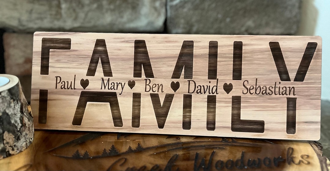 Custom Family Wood Sign, Engraved Name Gift - Etsy