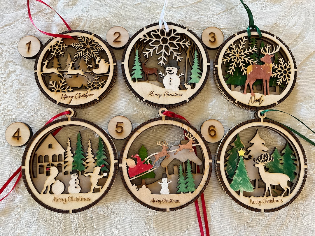 Christmas Ornament, 2 Layered 3D Christmas Scene Ornament, Xmas Tree ...