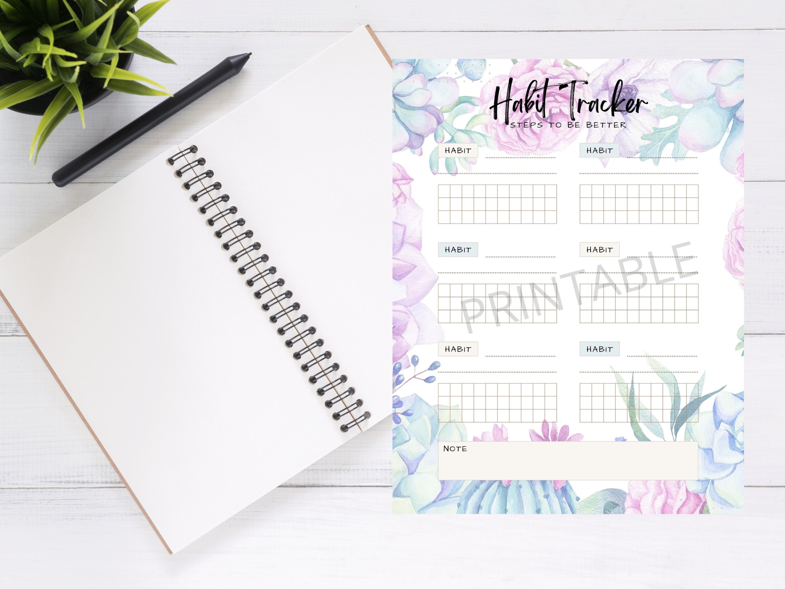 Habit Tracker Printable Succulent Design - Etsy