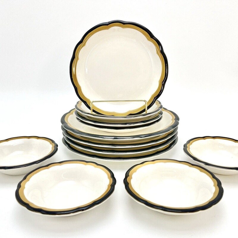 Black and Gold Dinnerware Set - Etsy