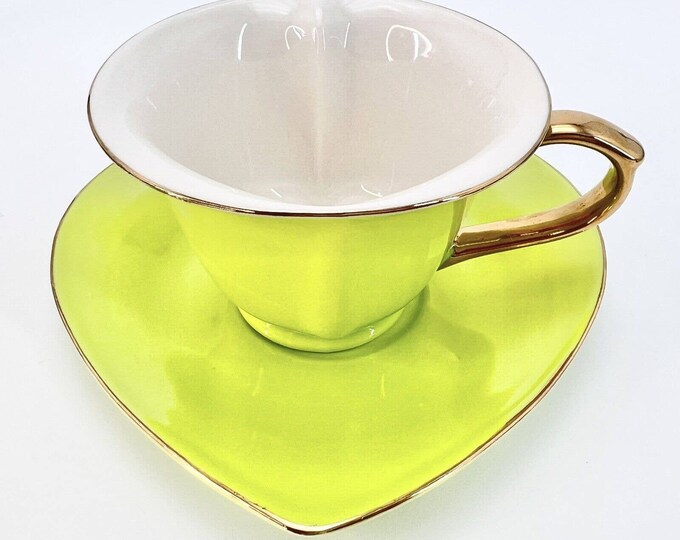 Heart Shaped Tea Cup and Saucer Classic Coffee & Tea Inside Out ...