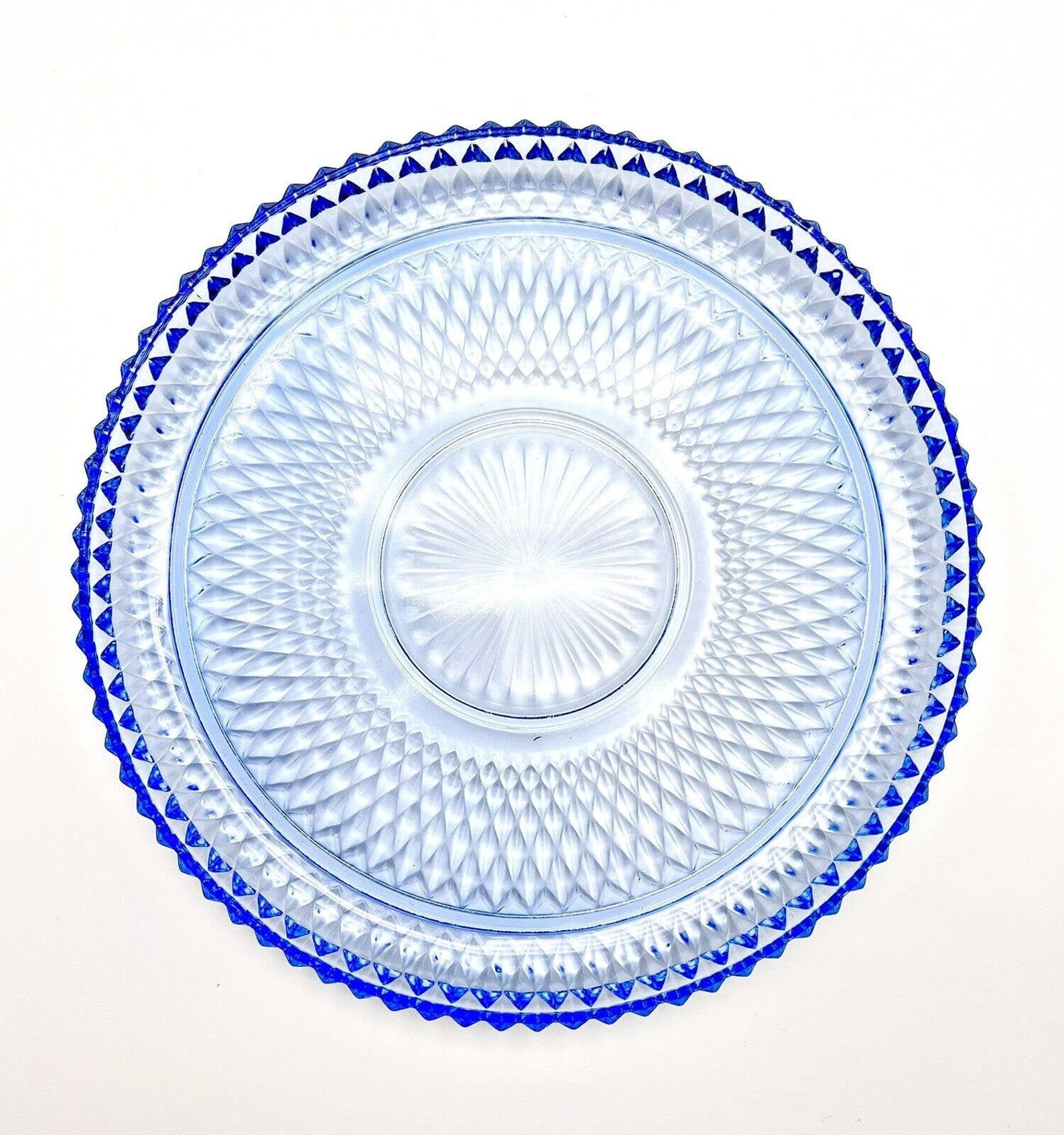 Diamond Point Ice Blue by Indiana Glass Torte Plate Round Cup - Etsy