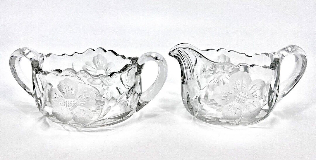 Lancaster Cornflower Sugar & Creamer American Brilliant Cut Crystal - Etsy