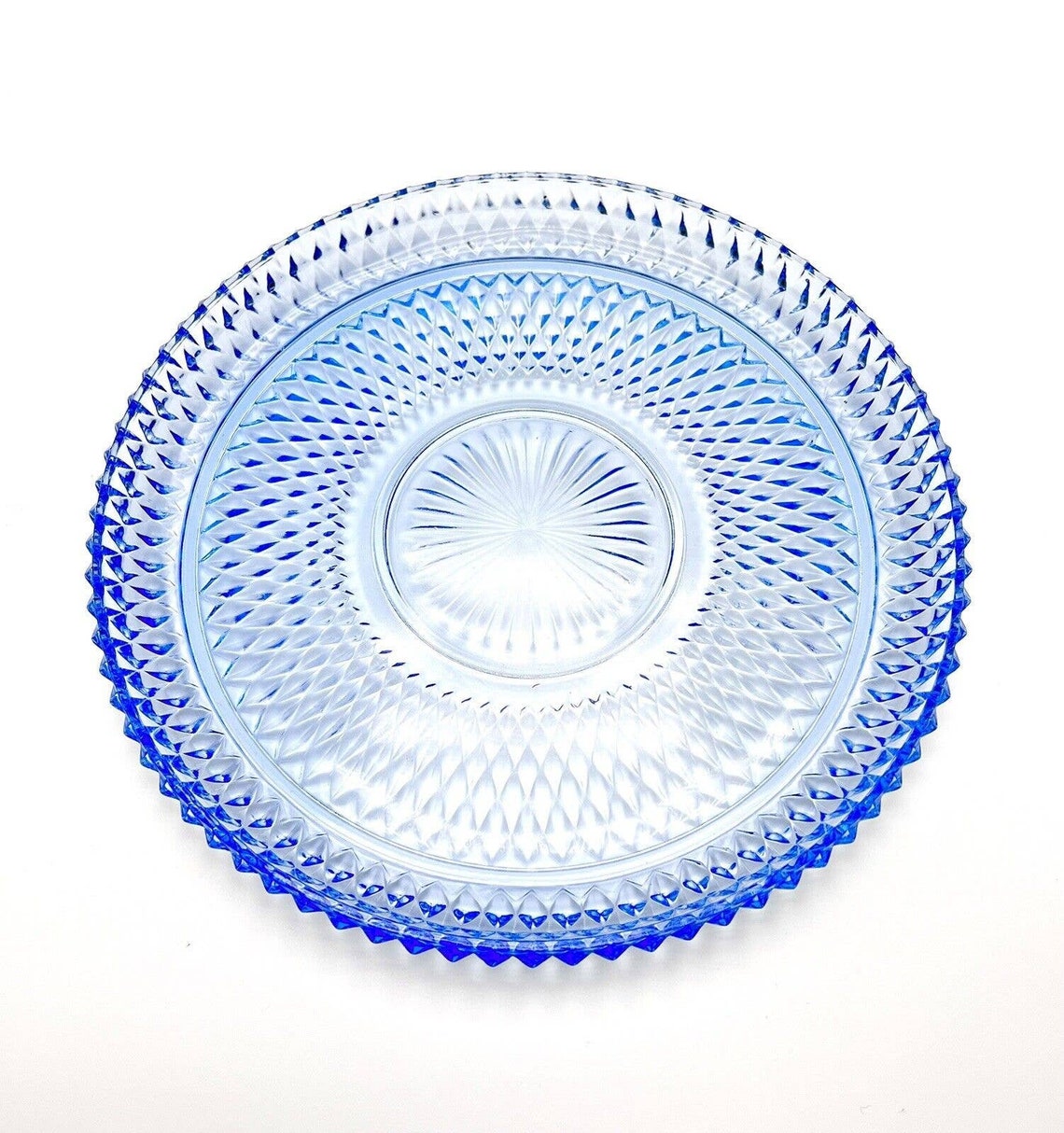 Diamond Point Ice Blue by Indiana Glass Torte Plate Round Cup - Etsy