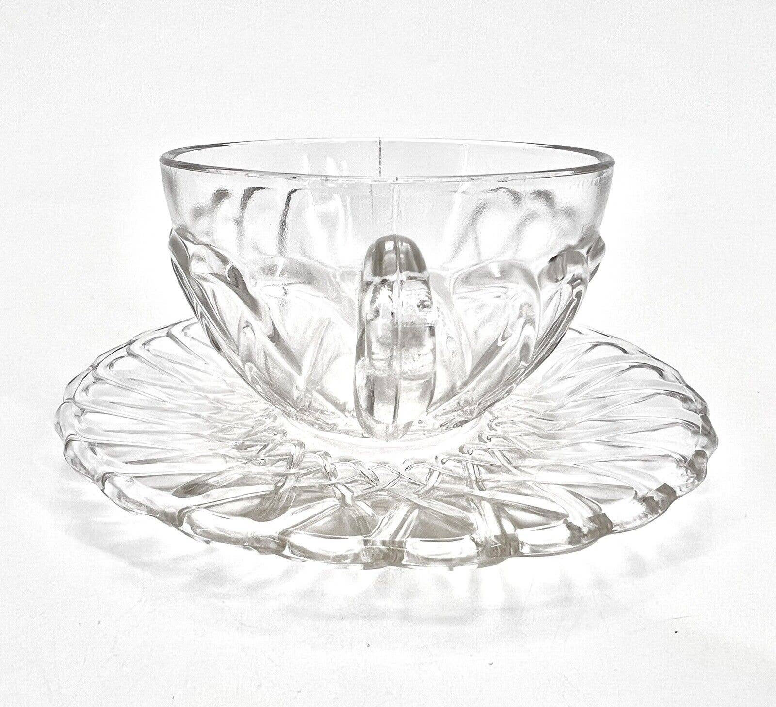 Vintage Indiana Pretzel Glass Cup And Saucer Set Of 4 Etsy