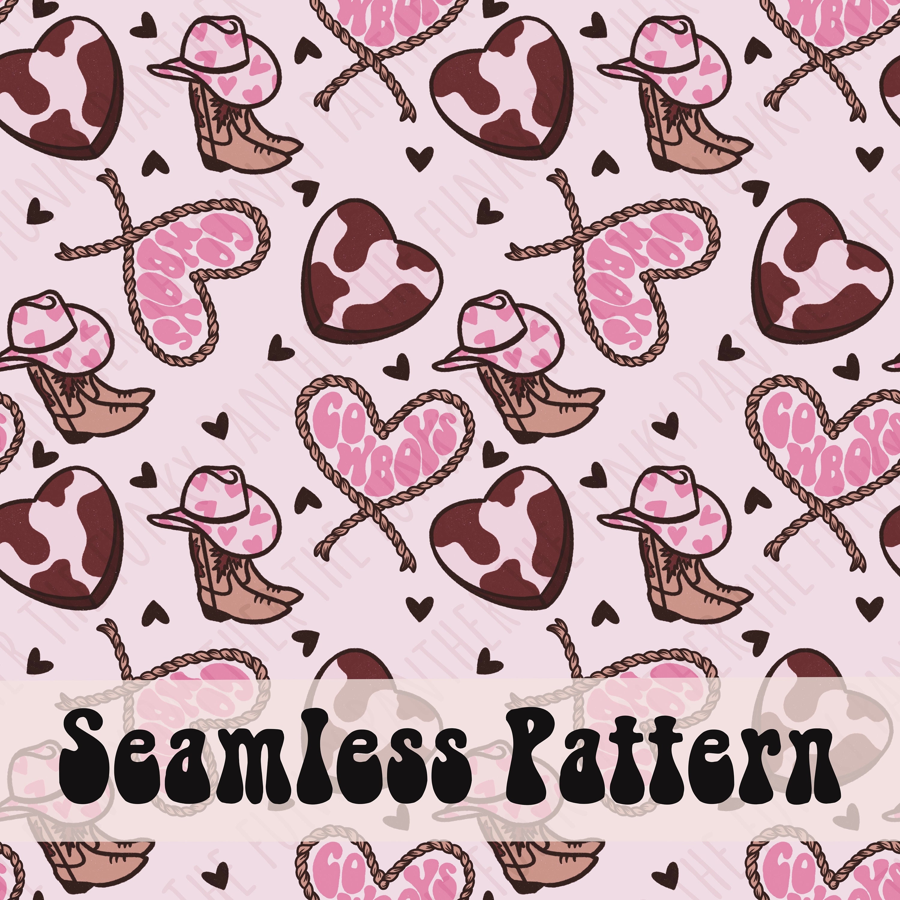 Western Valentines Day Seamless Pattern, Pink Western Pattern, Pink ...