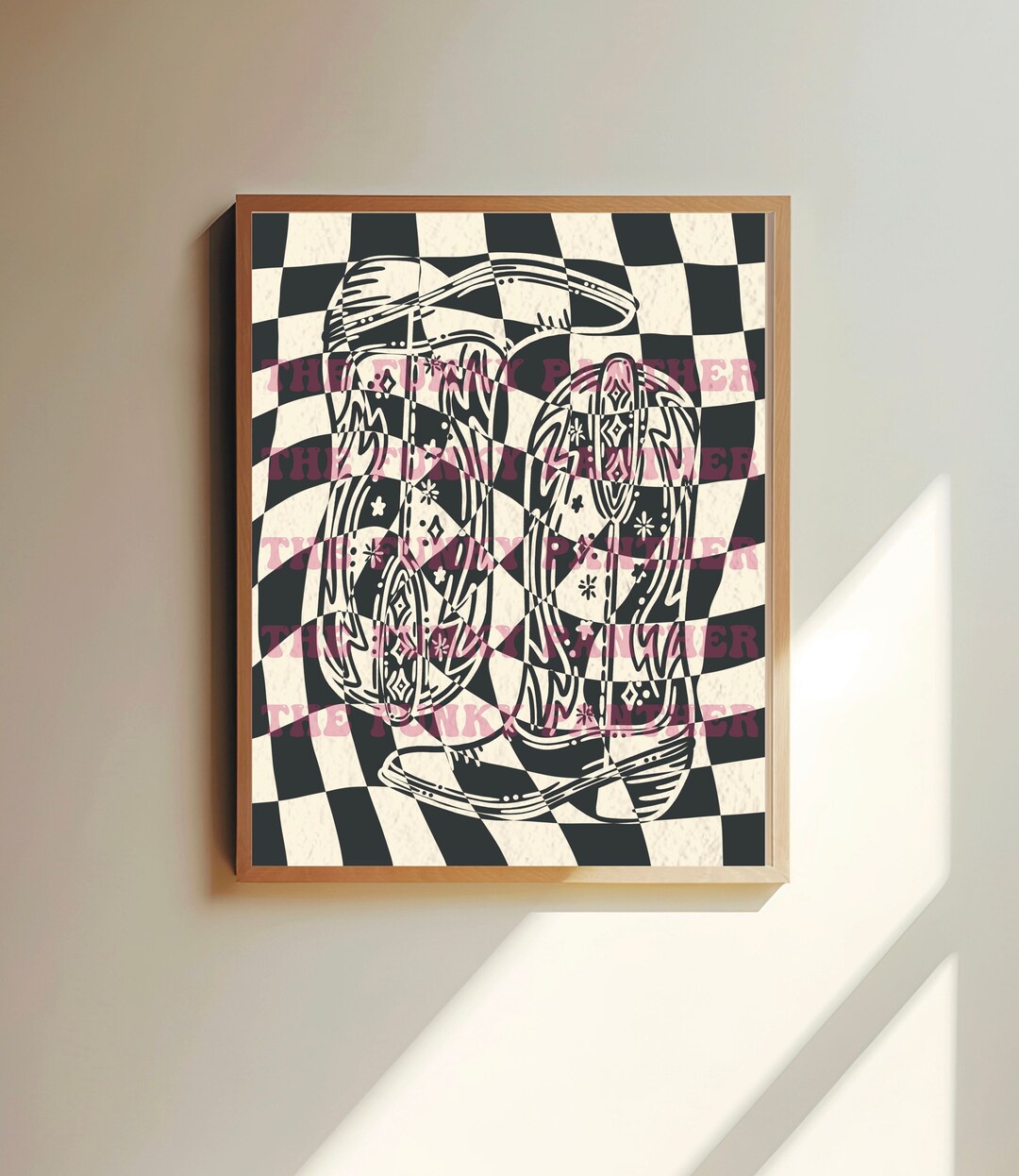 Cowboy Cowgirl Boot Poster Download, Western Wall Decor, Checkered ...