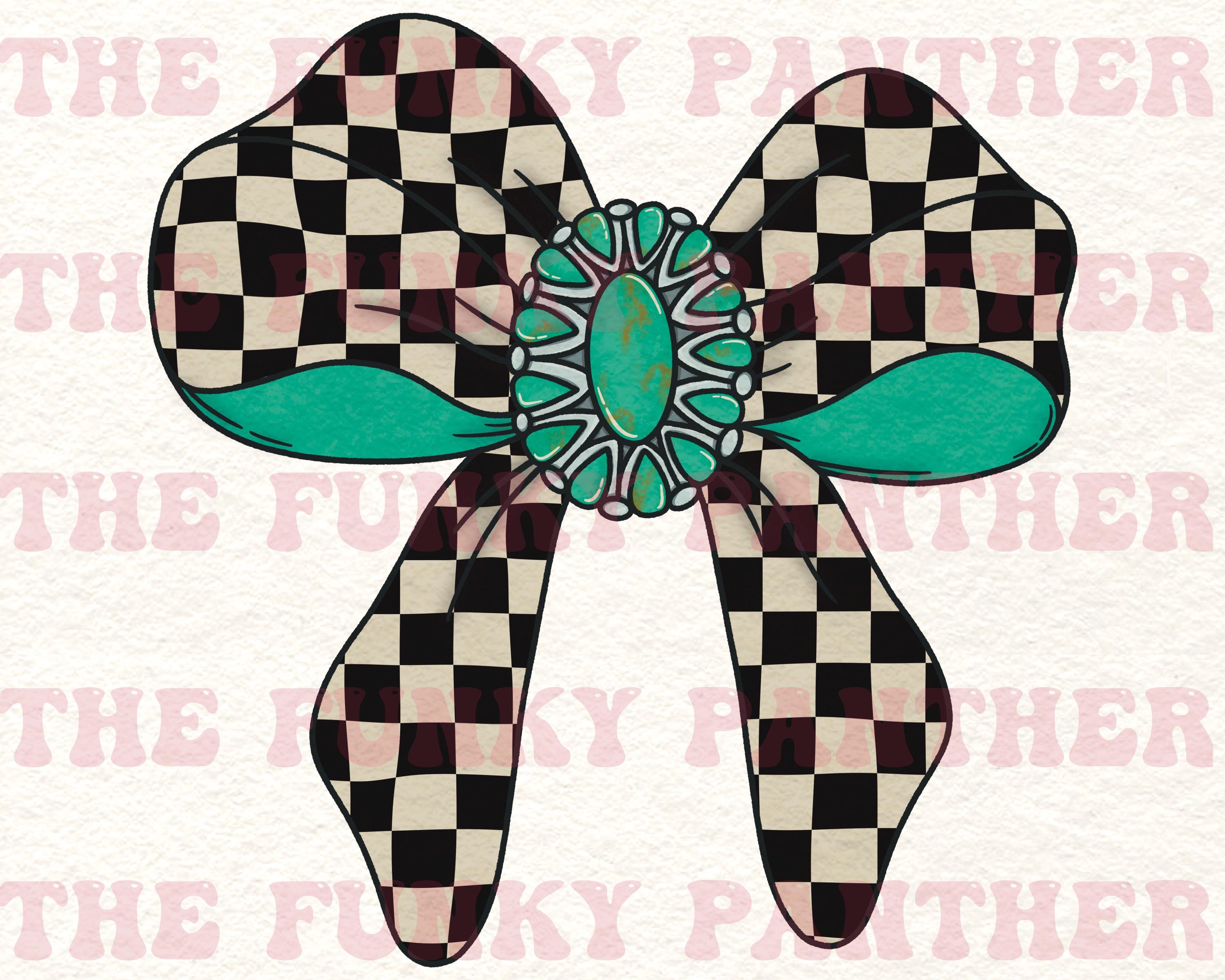 Checkered Bow Png, Western Bow Png, Turquoise Bow, Turquoise Stone Png ...