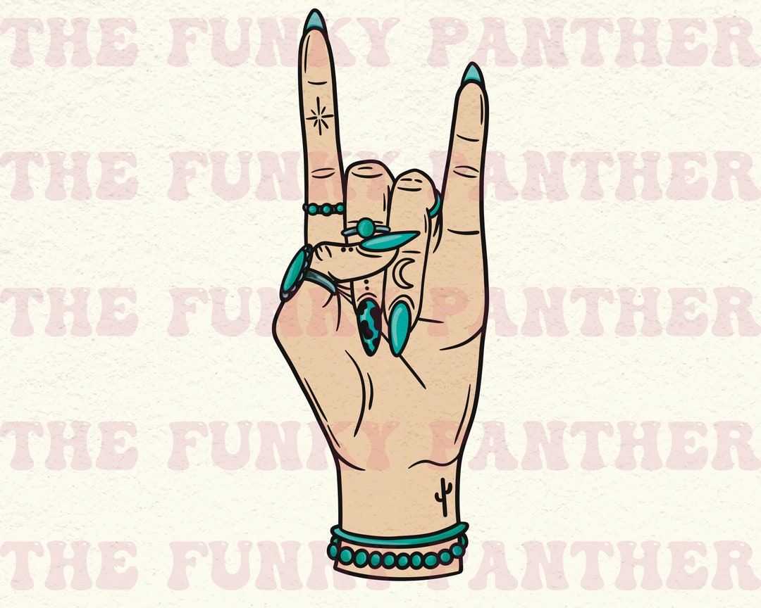 Rocker Turquoise Hand Png, Rock Hand Png, Western Turquoise, Tattoo ...