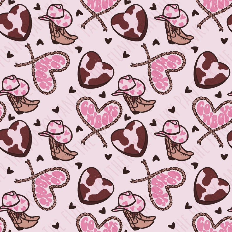 Western Valentines Day Seamless Pattern Pink Western Pattern - Etsy