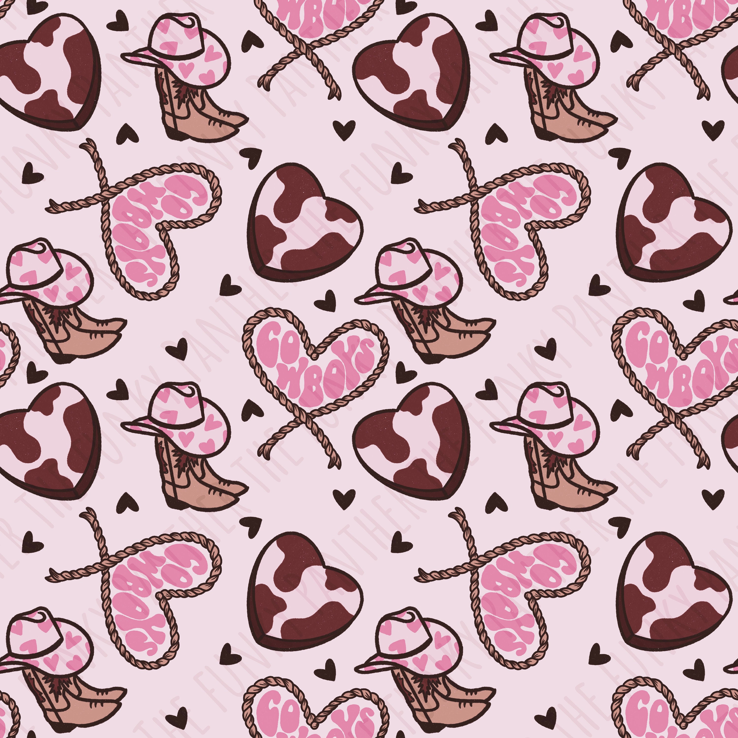 Western Valentines Day Seamless Pattern, Pink Western Pattern, Pink ...