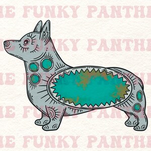 Western Corgi Png, Cowboy Corgi Png, Corgi Dog Png, Turquoise Png ...