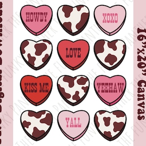Western Candy Heart PNG, Western Conversation Heart Png, Cow Print ...