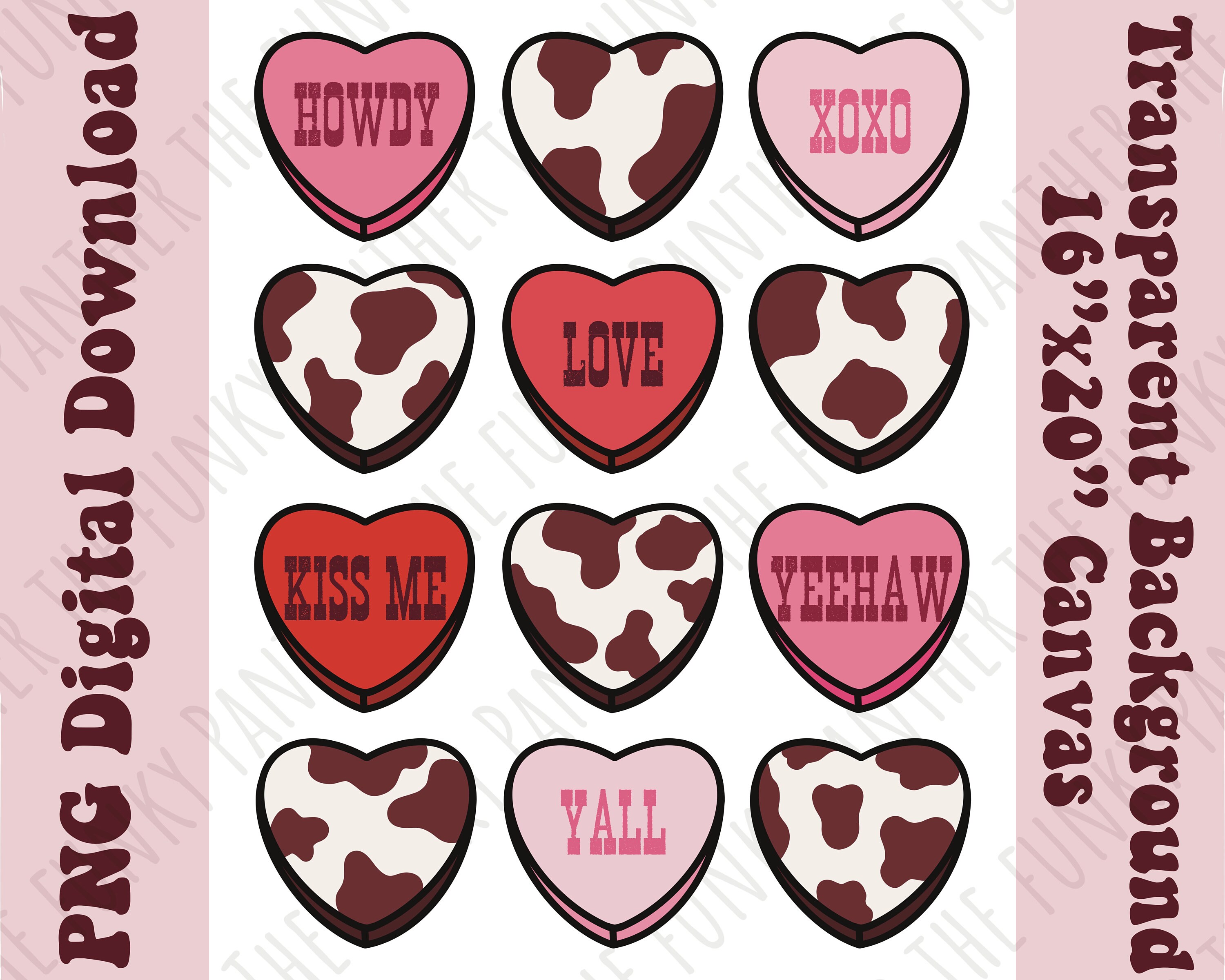 Western Candy Heart PNG, Western Conversation Heart Png, Cow Print ...