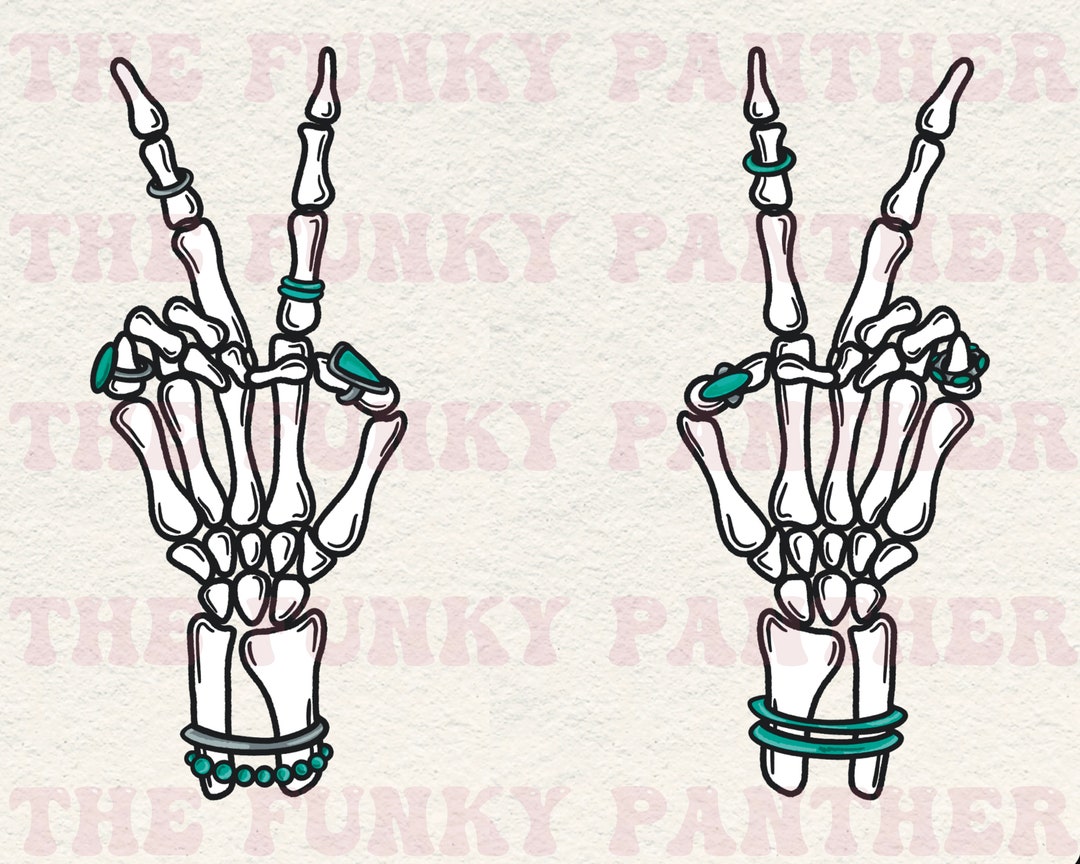 Turquoise Skeleton Peace Sign Png, Western Skeleton Hand Png, Western ...