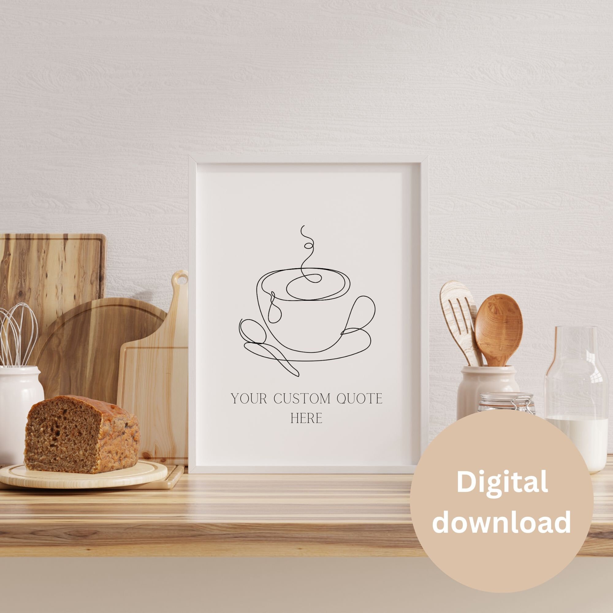 Custom One Line Tea Kitchen Printable Wall Art Minimalist - Etsy