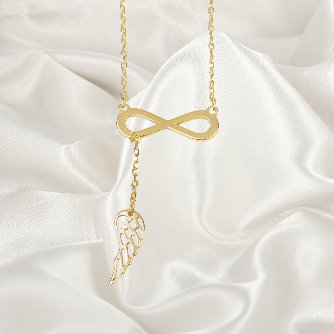 Silver Infinity Angel Wing Necklace, Infinity Necklace With Angel Wing ...