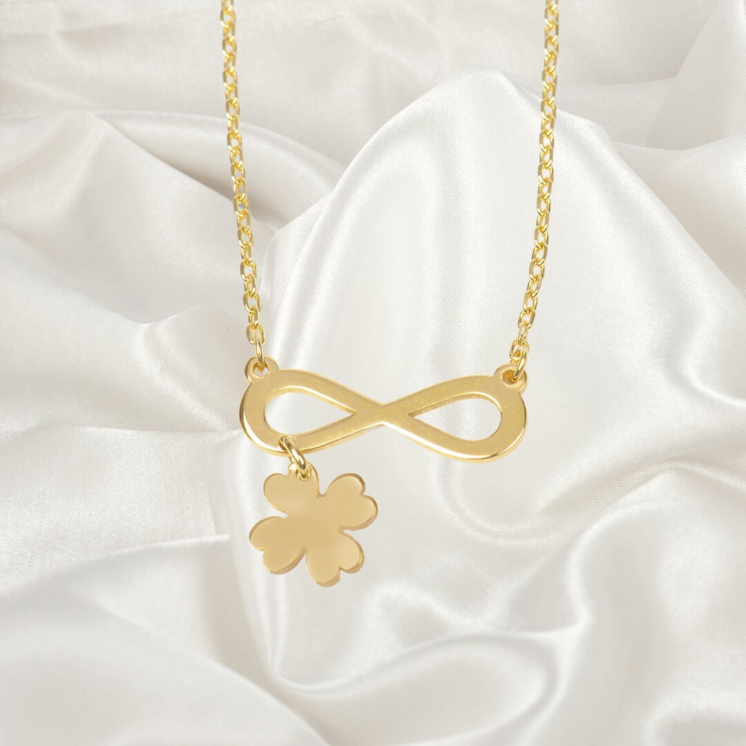 Four Leaf Clover Infinity Necklace, Infinity Clover Lariat Y Necklace ...