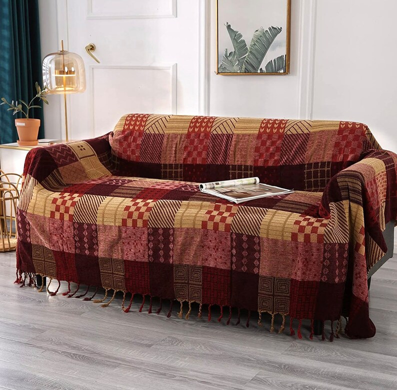 Patchwork Style Throw Large Blankets Sofa Double Bed Armchair Soft ...