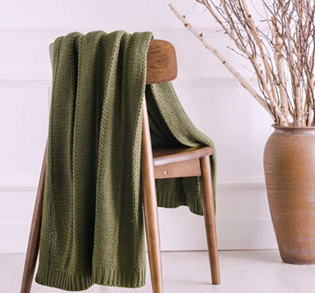 Knitted Green Throw Woven Beautiful Throw Decorative Gifts for Her ...