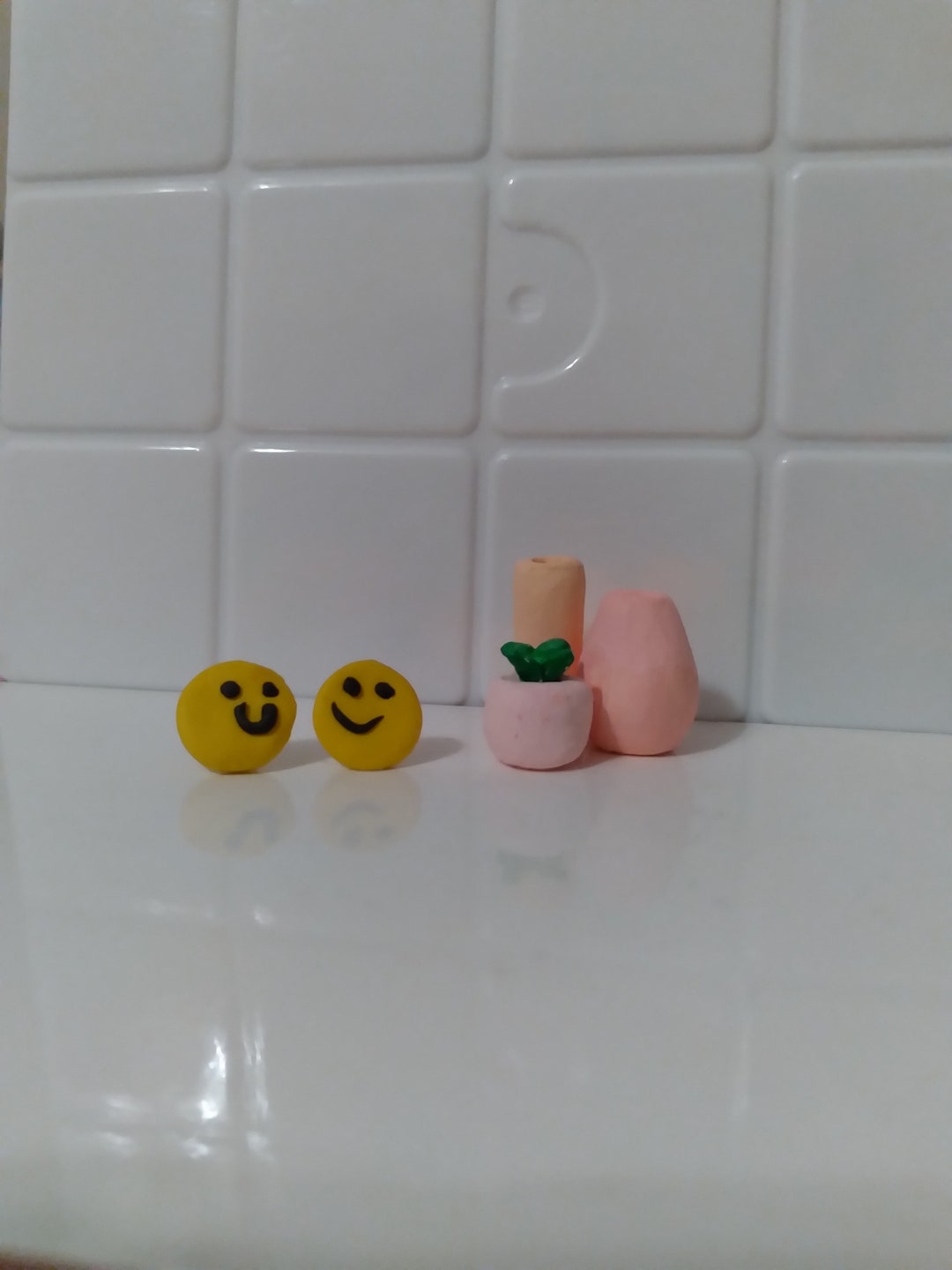 Handmade, Cute, Clay Smiley Face Stud Earrings. - Etsy