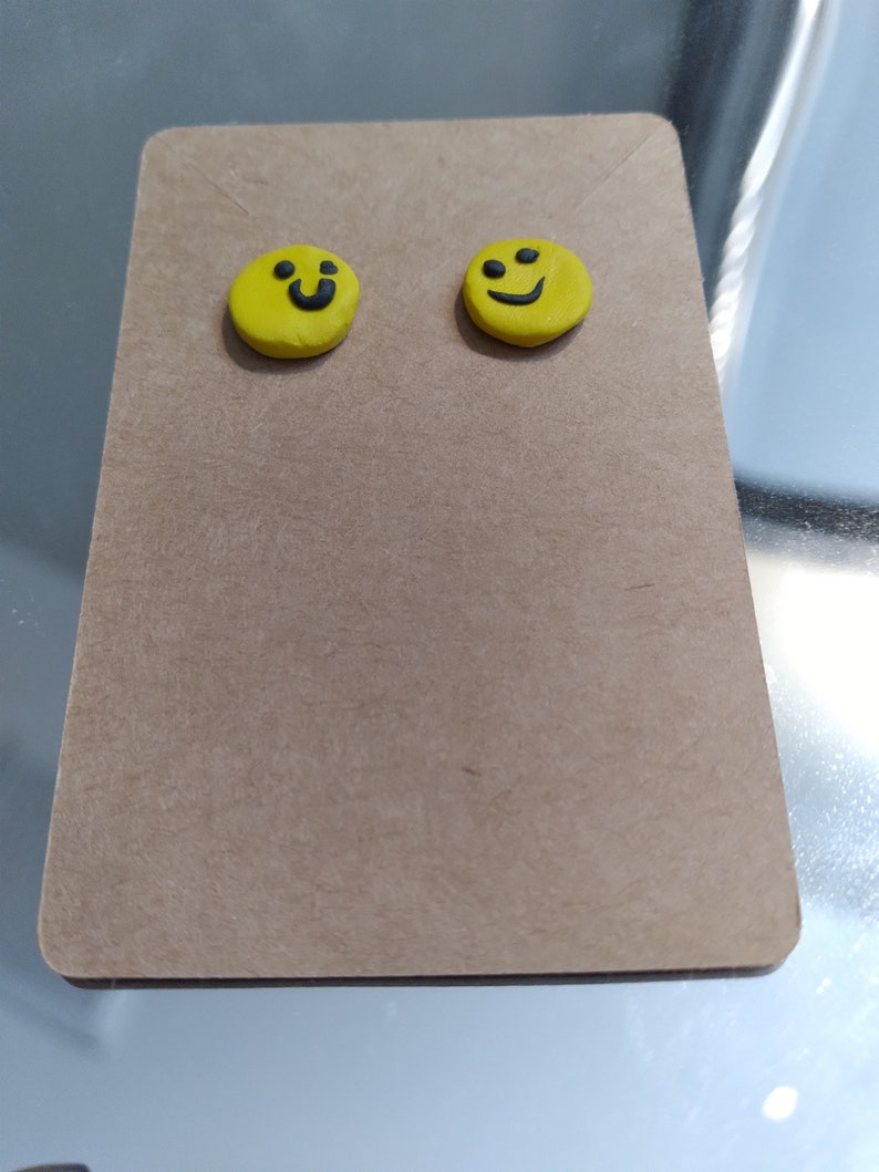 Handmade, Cute, Clay Smiley Face Stud Earrings. - Etsy