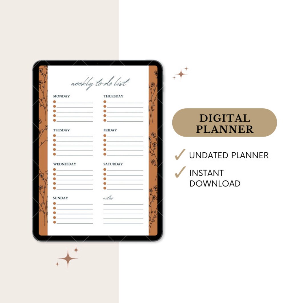 Weekly Planner, Digital Planner, Printable Planner, Goodnotes Planner ...