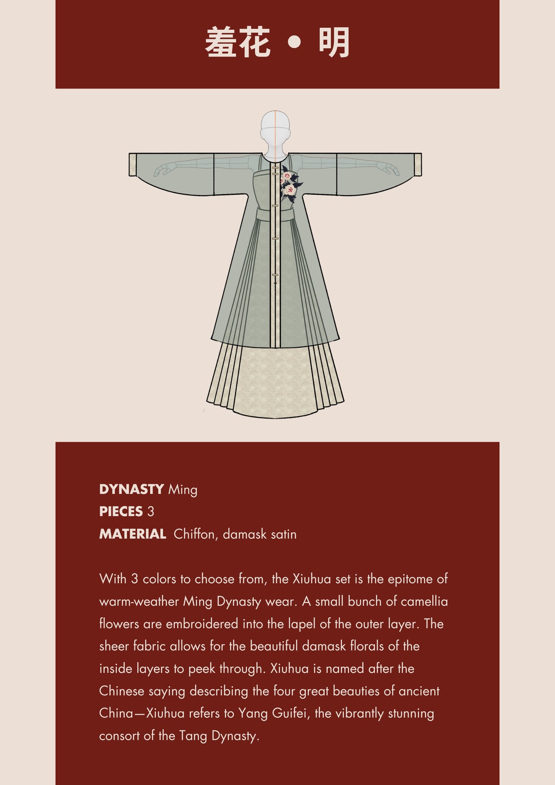 羞花 / XIUHUA / CAMELLIA Hanfu Ming Dynasty 3-piece Set - Etsy