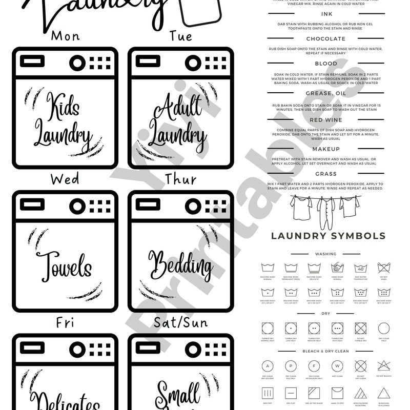 Laundry Schedule - Etsy