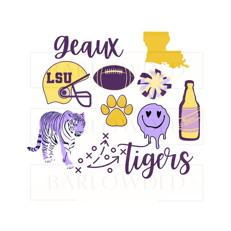 Geaux Tigers LSU Collage Png, Jpg, Svg Files. 2 Font Options. Digital ...