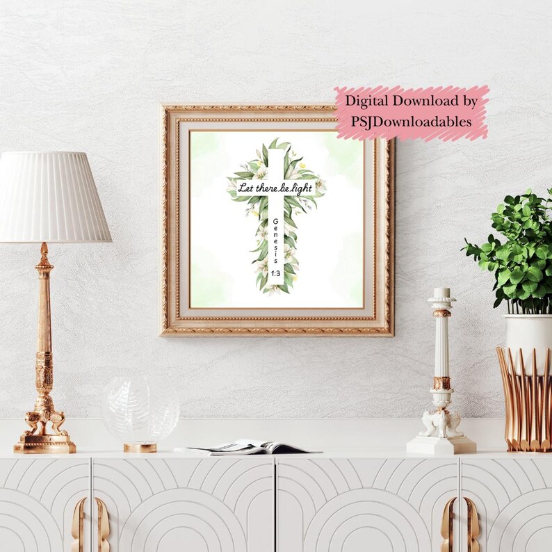 Let There Be Light Bible Verse Print | Genesis 1:3 Christian Wall Art ...