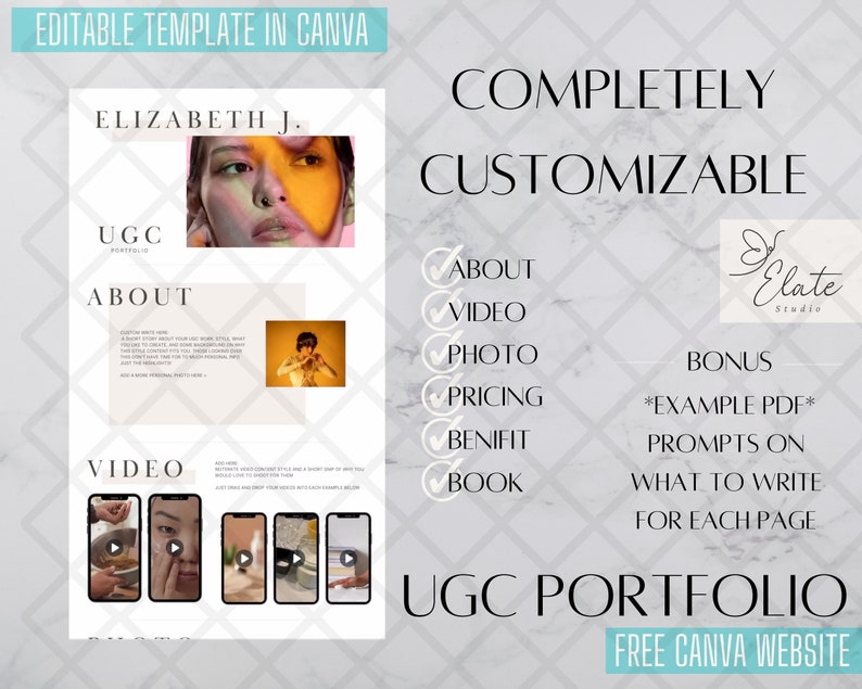 Plantilla de portafolio UGC con ejemplo en PDF: estética - Etsy México