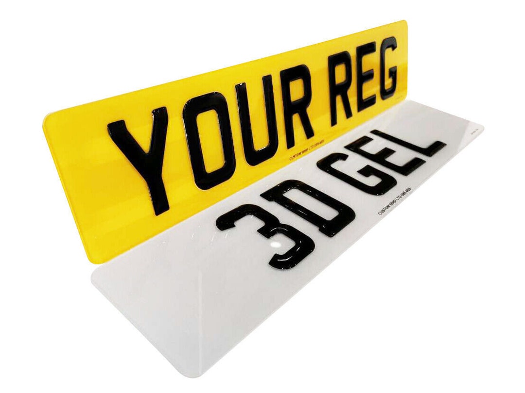 3D Gel Number Plates UK Reg Road Legal Gloss Black 4d Pair- Front ...
